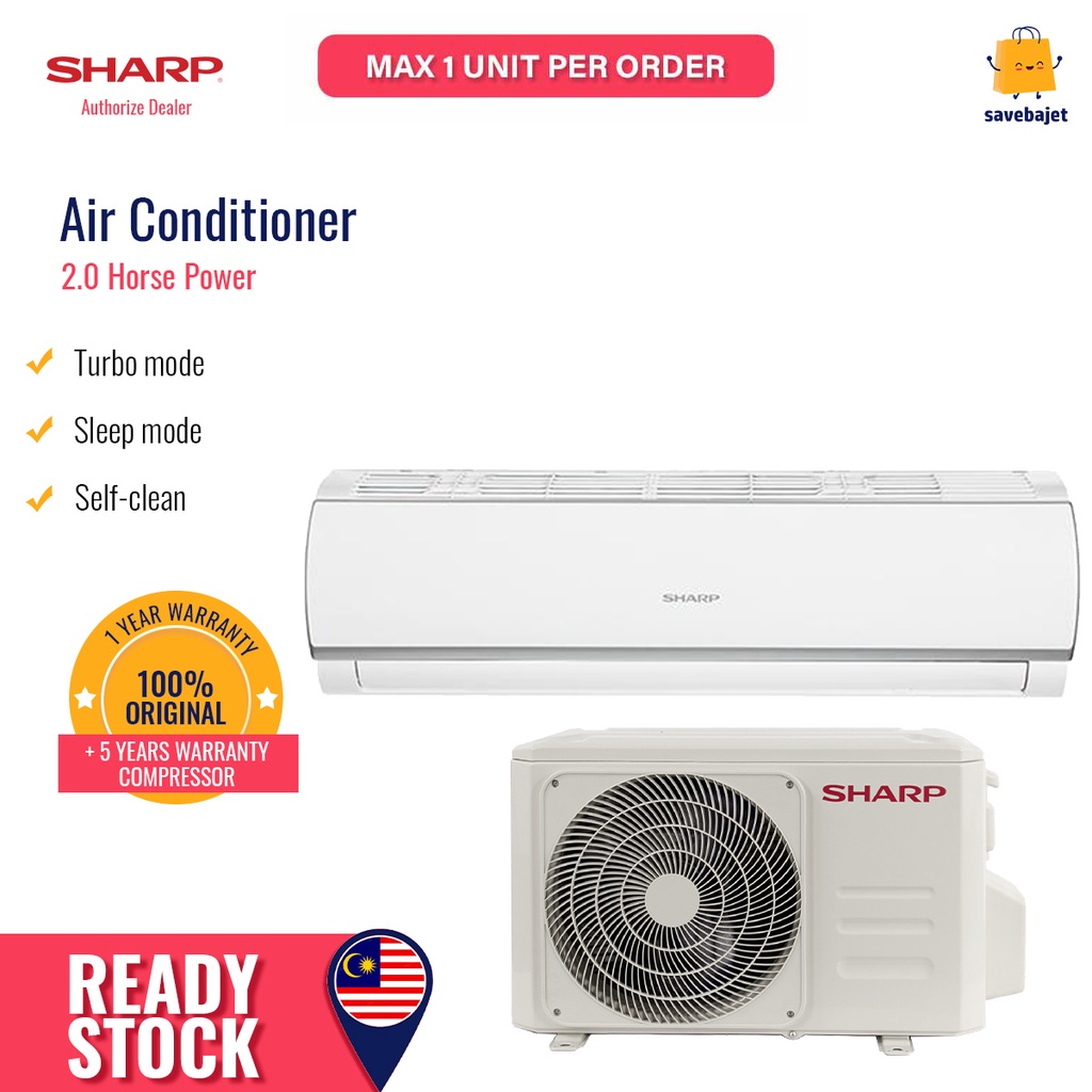 Sharp 2.0HP Air Conditioner R32 AHA18WCD2 (FULL SET) | Shopee Malaysia