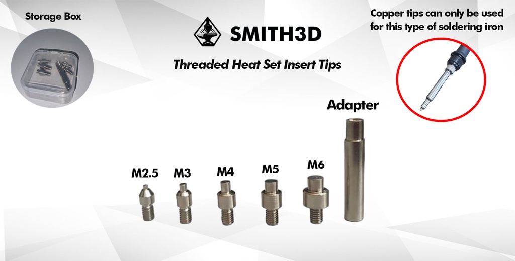 Versatile 5-in-1 Threaded Heat Set Insert Tip Set for Copper Heat ...