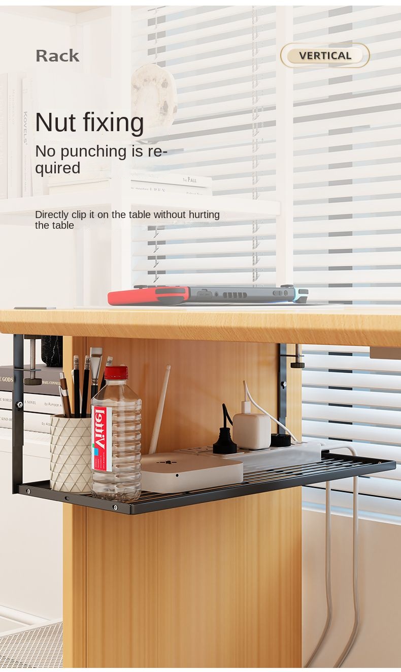 under-Desk Storage Rack Book Computer Desk Bottom Storage Cabinet Punch ...