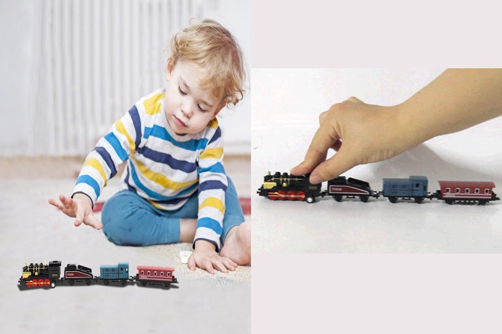 [poslajudo] Vintage Train Toy Locomotive and Carriages Set Retro ...