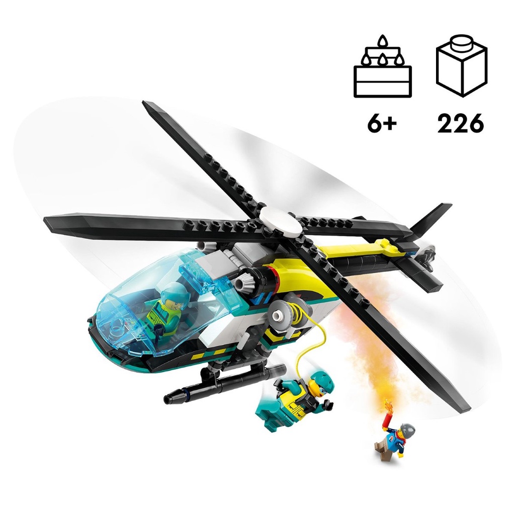 LEGO 60405 City Emergency Rescue Helicopter Building Toy Set (226 ...