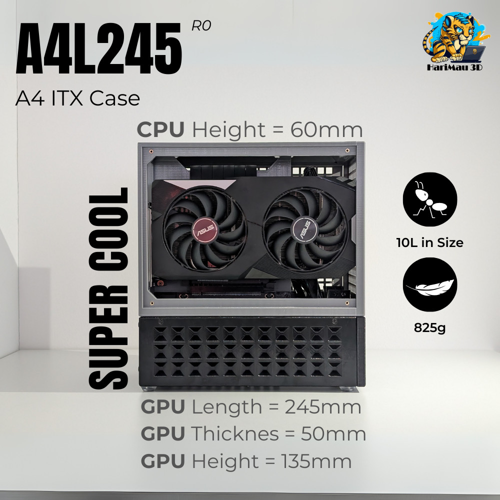 [ A4L245 ] ITX Case / Casing ( A4 / Ultra Passive Cooling / Dual Tone ...