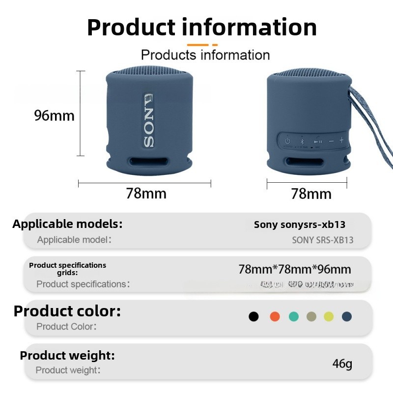 Suitable for Sony SRS-XB13/XB100 Bluetooth Speaker Protective Case ...