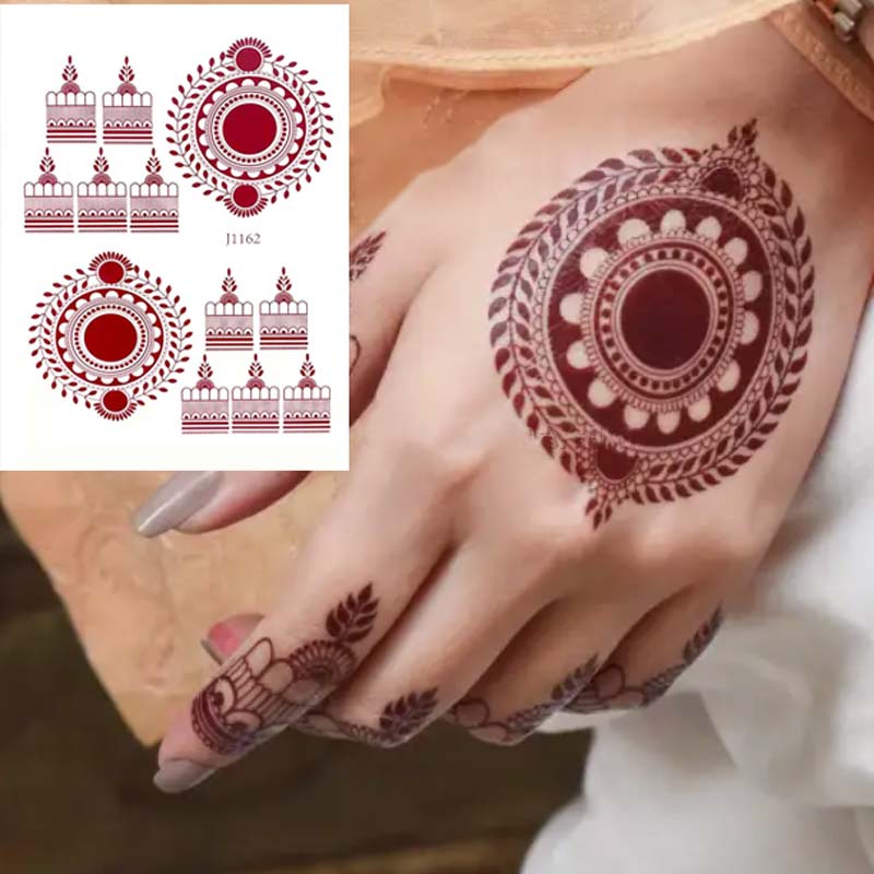 Waterproof Henna Tattoo Red Henna Stickers for Hand Fake Tattoo for ...