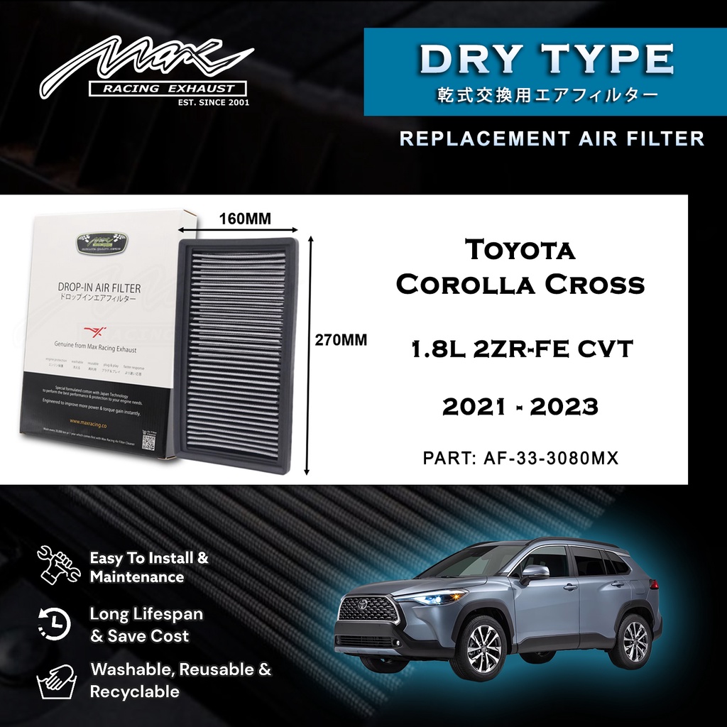 Toyota Corolla Cross 1.8L 2ZR-FE CVT 2021 to 2026 33-3080MX Max Racing ...