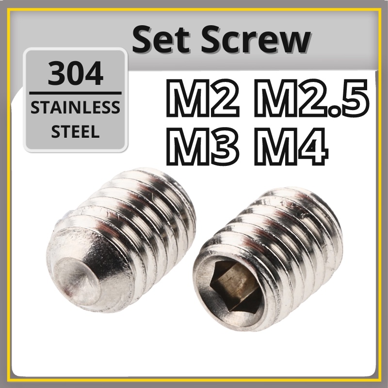 M2 M2.5 M3 M4 Hex Socket Set Screw / Grub Screw DIN916 | SUS 304 Stainless Steel Grade A2-70 ...
