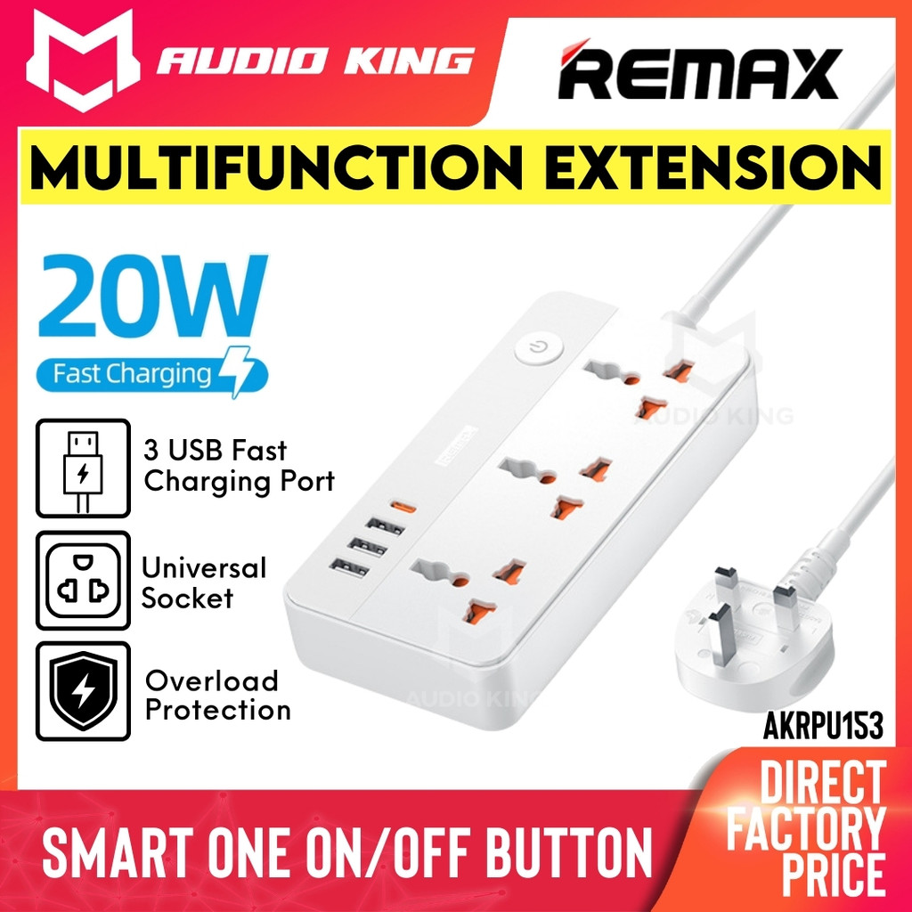 REMAX Extension Plug With USB Ports Wire Extention Power Socket Strip ...