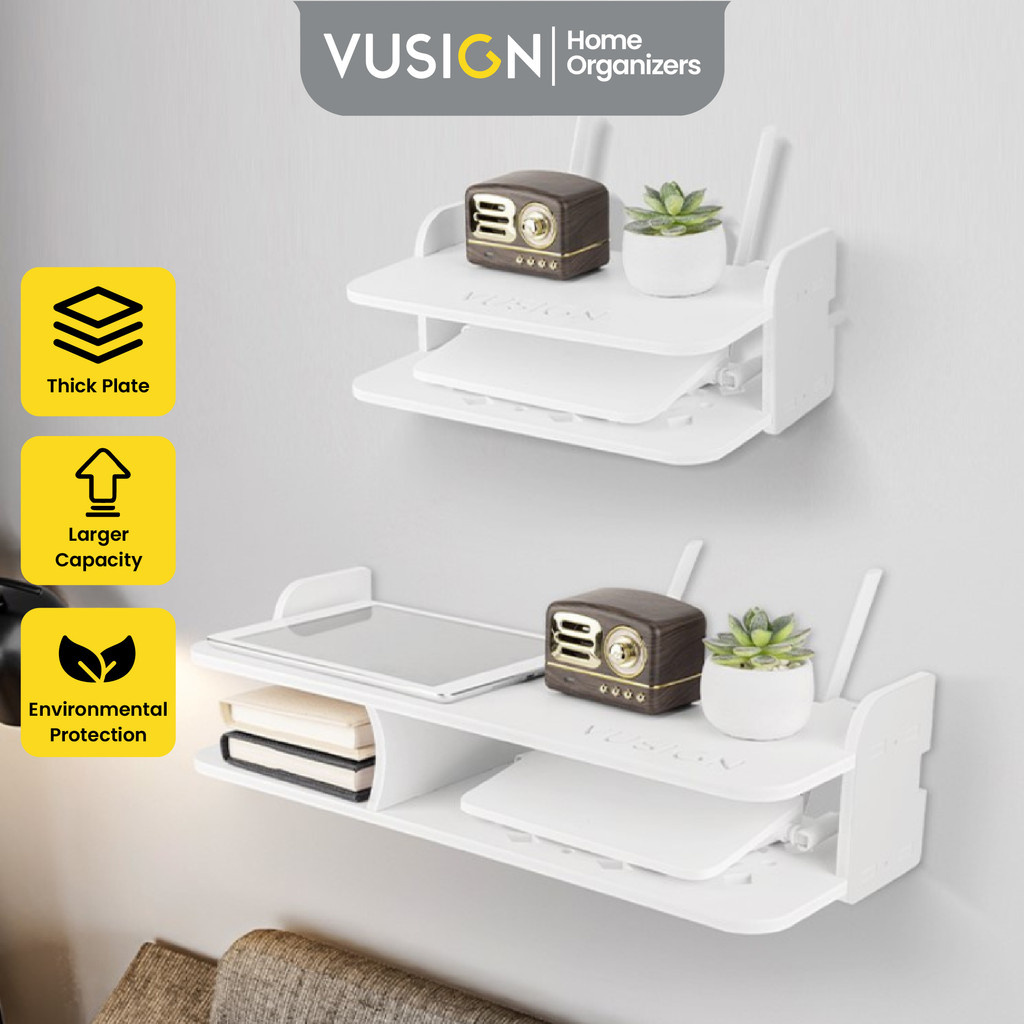 Vusign Wall Mounted Router Shelf Book Organizer Storage Wifi Modem ...