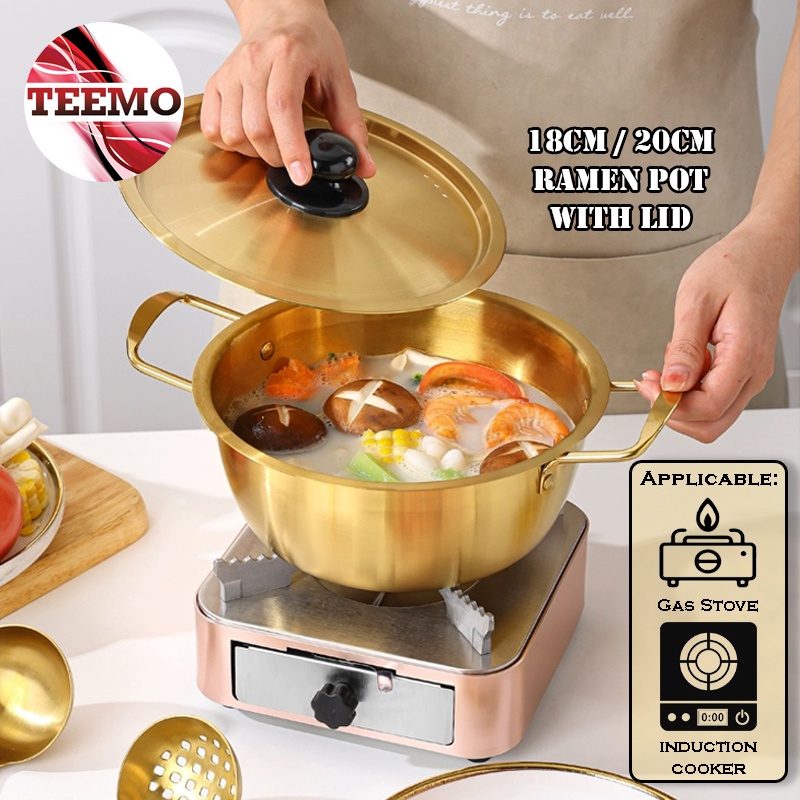 Teemo 18cm/20cm 2 Handle Instant Noodle Aluminum Pot Ramen Cooking Pot Fast Heat Conduction With ...