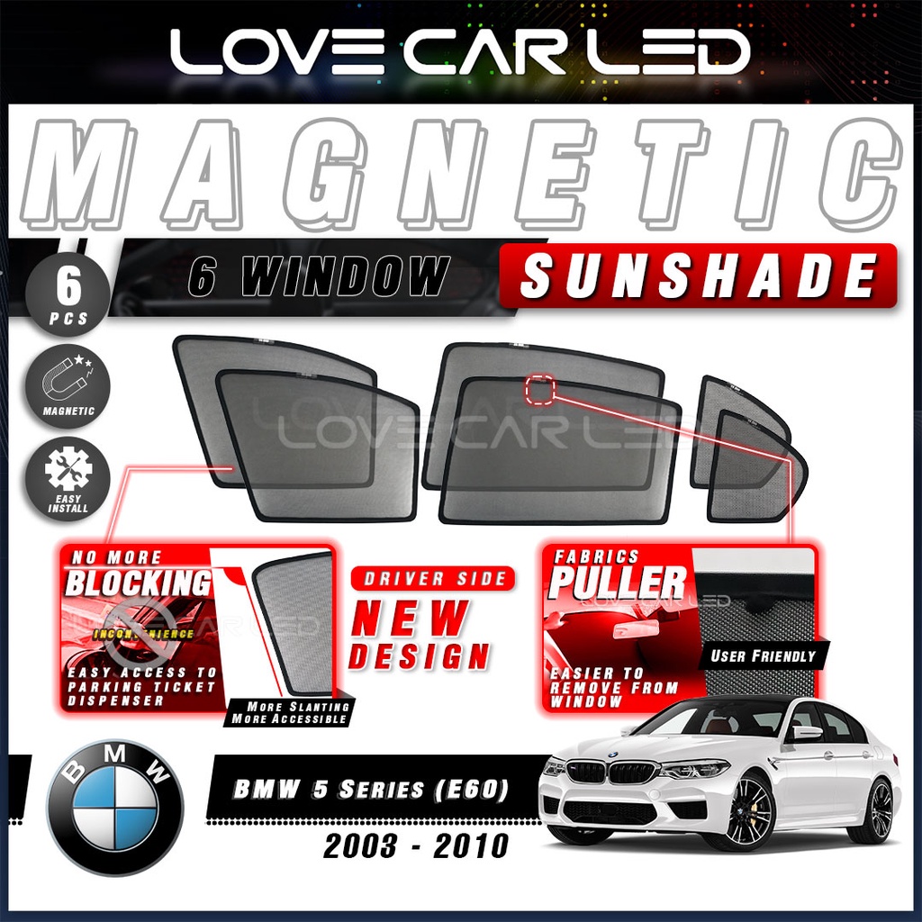 6Pcs BMW 5SERIES E60 2003-2010 Magnetic Sunshade Curve Window Shape ...
