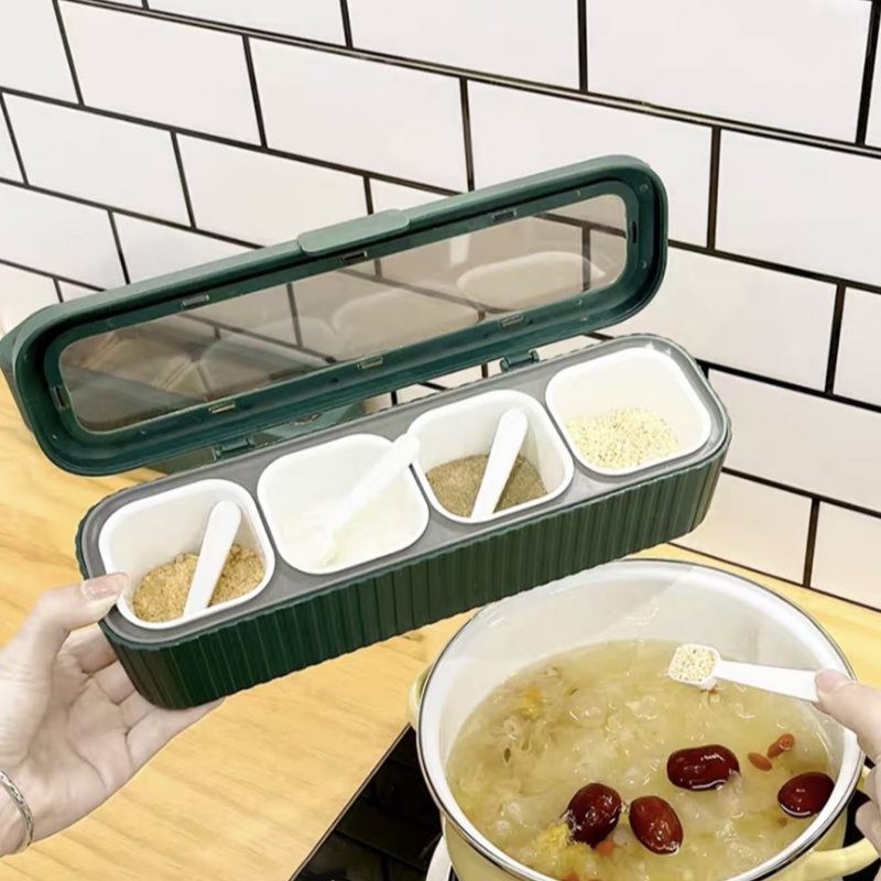 【i.Rumah】 4 IN 1 Seasoning Box Set Spice Storage Salt MSG Spice ...