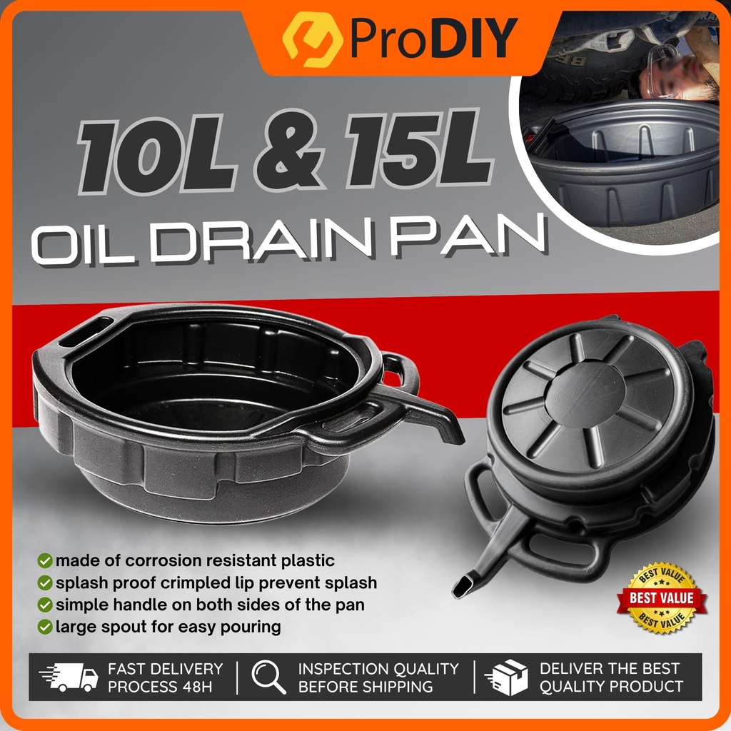 10L / 15L Oil Collector Tank Plastic Oil Drain Pan Fuel Fluid Basin ...