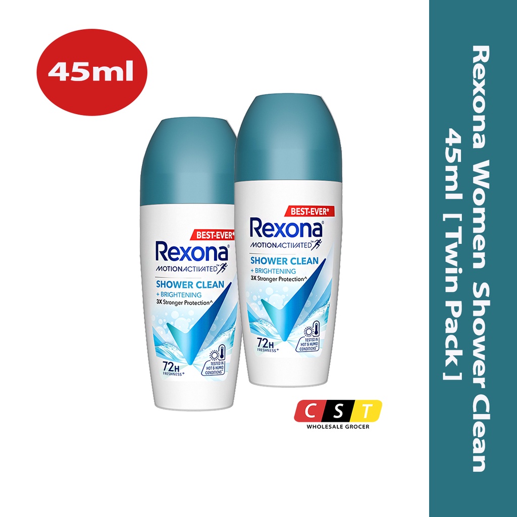 Rexona Deodorant Roll On Women Shower Clean 45ML (TWIN PACK) | Shopee Malaysia