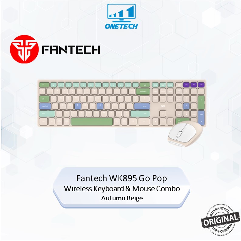 Fantech WK895 Go Pop Wireless Keyboard & Mouse Combo - Beige/Black/Blue (Silent/Wireless ...