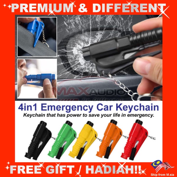4in1 Emergency Keychain Life Saver Car Key Safety Hammer Window Glass ...