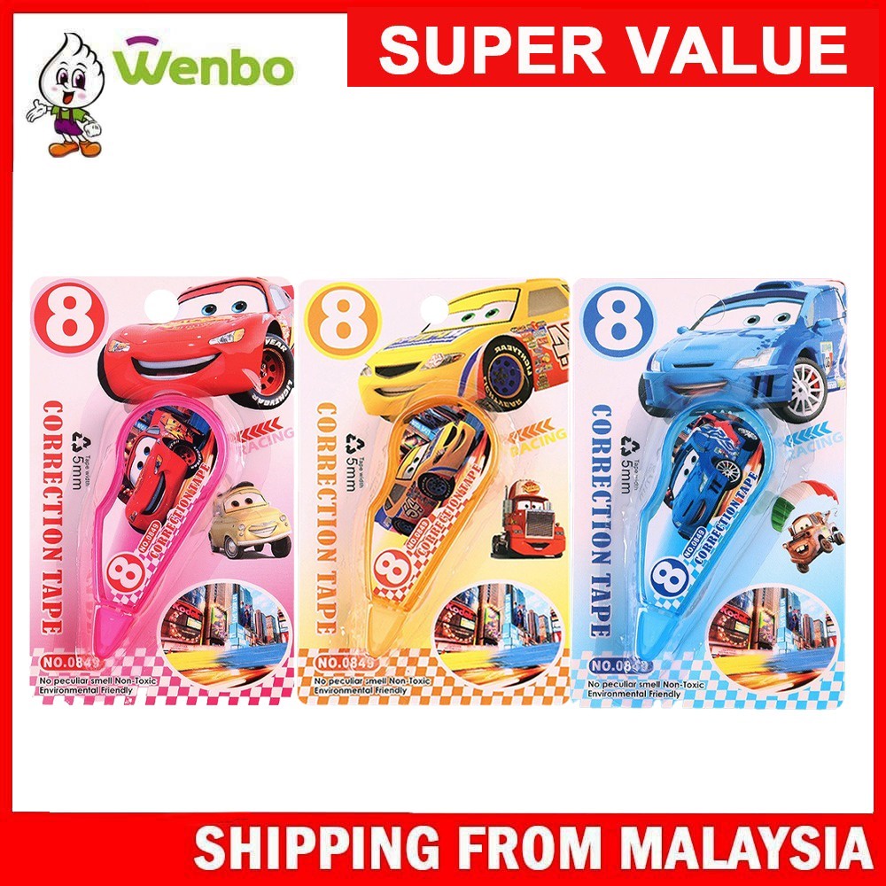Wenbo Pita Pembetulan Cartoon Car Design Portable Correction Tape ...