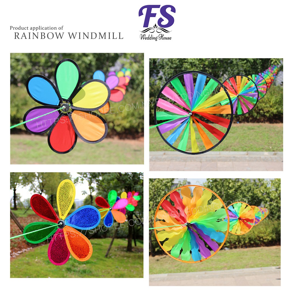 1 SET - STRING WINDMILL/COLOURFUL WINDMILL/RAINBOW WINDMILL/ROUND WHEEL ...