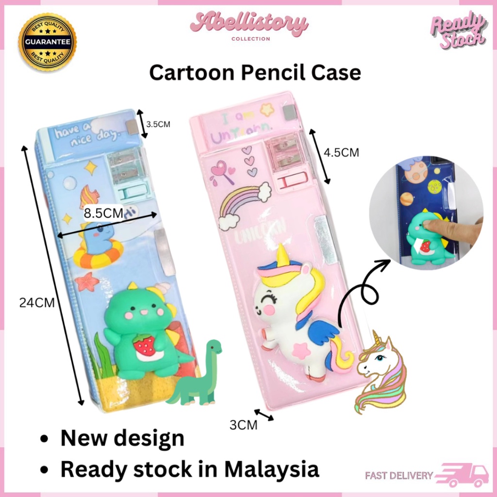 Dinosaurs Cartoon Pencil Case Kids Magnet Pencil Case Students Pencil ...