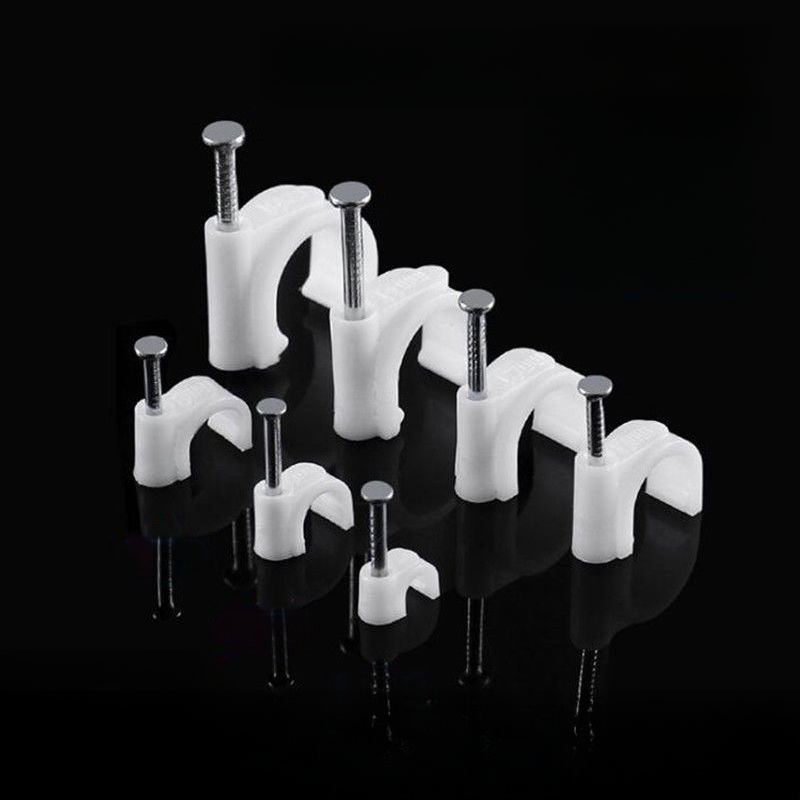 100PCS Steel nail cable clamp Plastic pipe cable clamp Cable tie cement wall nail cable fixer ...