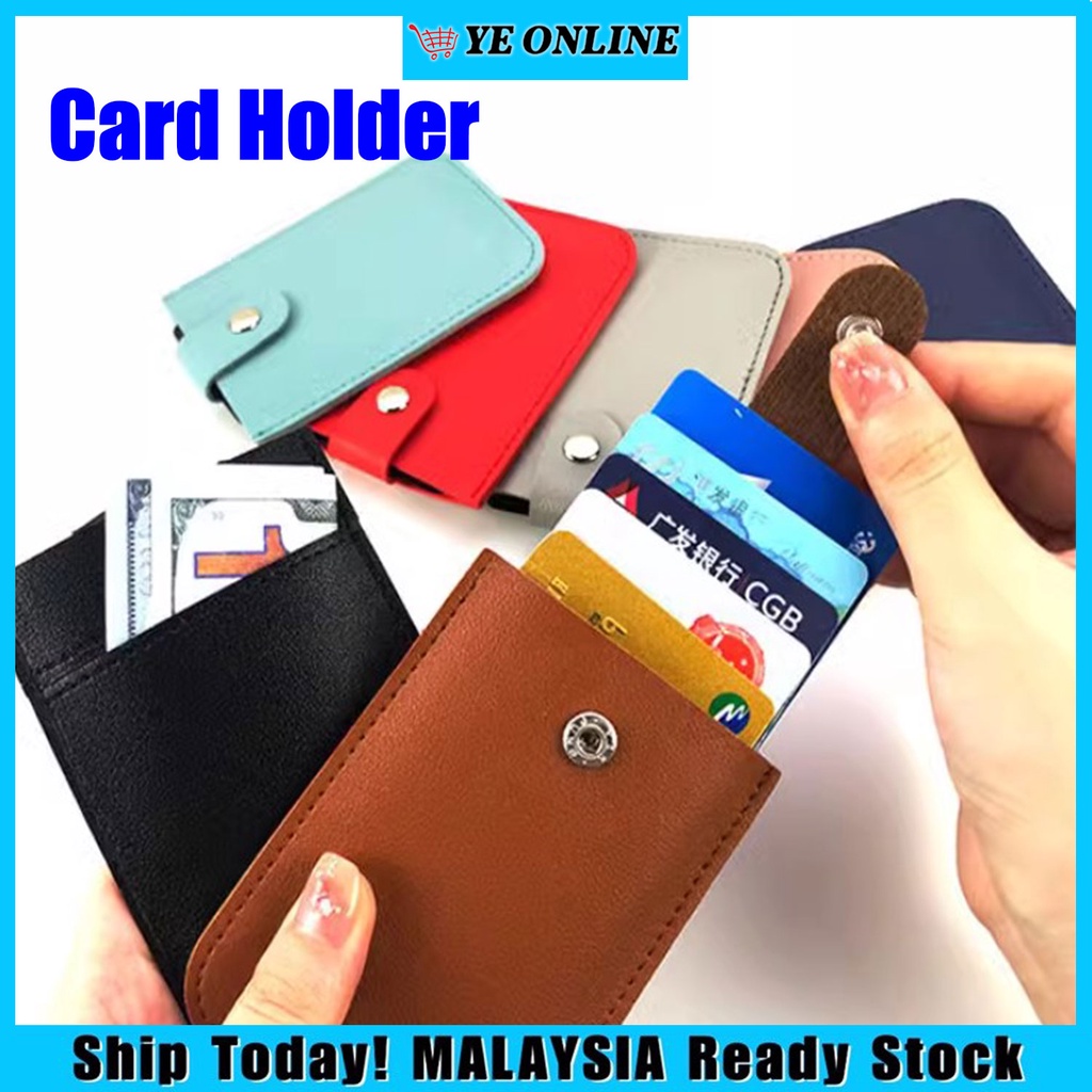 4 Slot Portable Pull-Out Multi Cards Holder Wallet PU Leather Card Slot ...