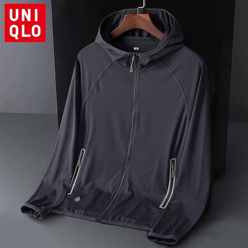 Uniqlo Men's Ice Silk Summer Sun Protection Jacket Hoodie Zip Up Jacket ...