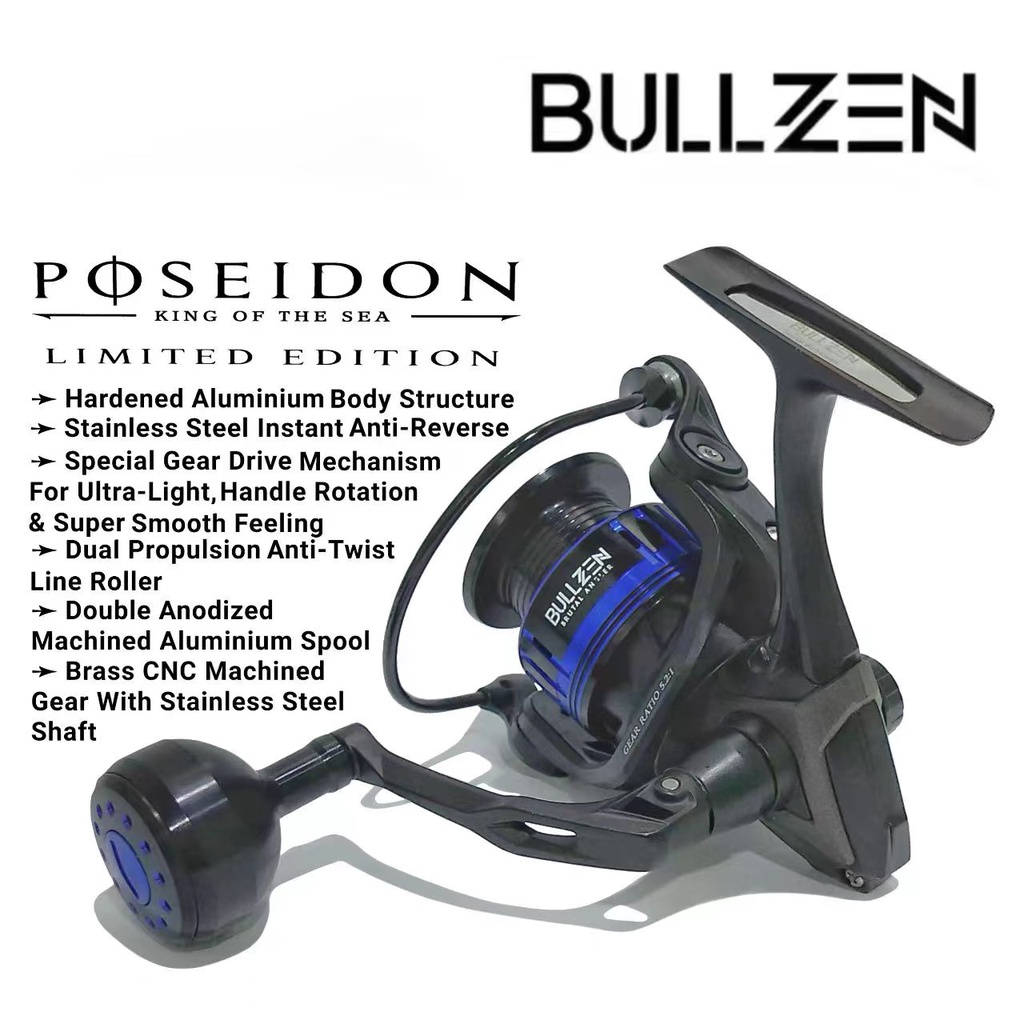 BULLZEN POSEIDON LIMITED EDITION SPINNING FISHING REEL | Shopee Malaysia