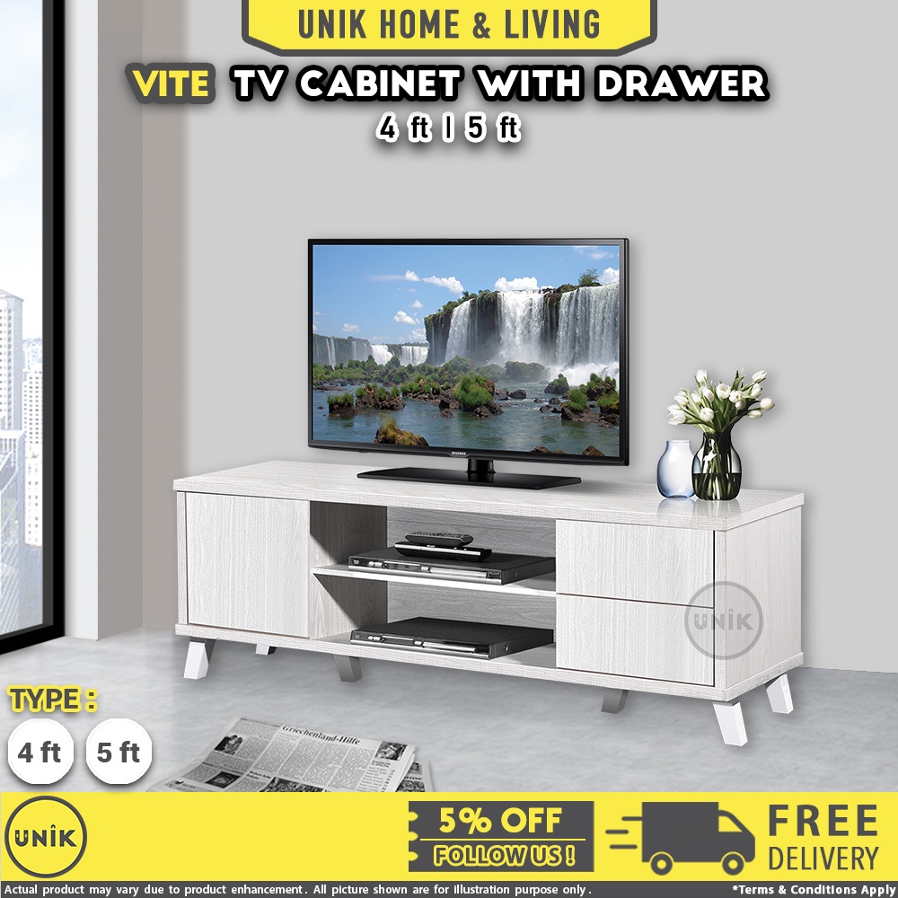[UNIK] VITE TV Hall Cabinet Console Media Unit with Door and Drawers ...