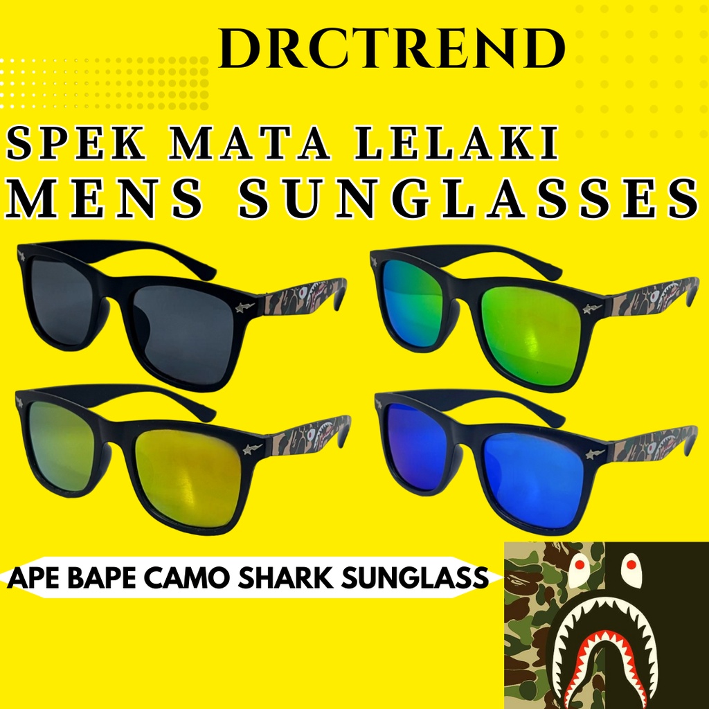Men Sunglasses Bathing Ape Bape Camo Shark Cermin Mata Bape Sunglasses ...