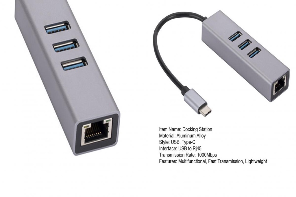 RGA Support Hot Swap Cable Hub Office Supplies USB30 Type-C to Rj45 ...