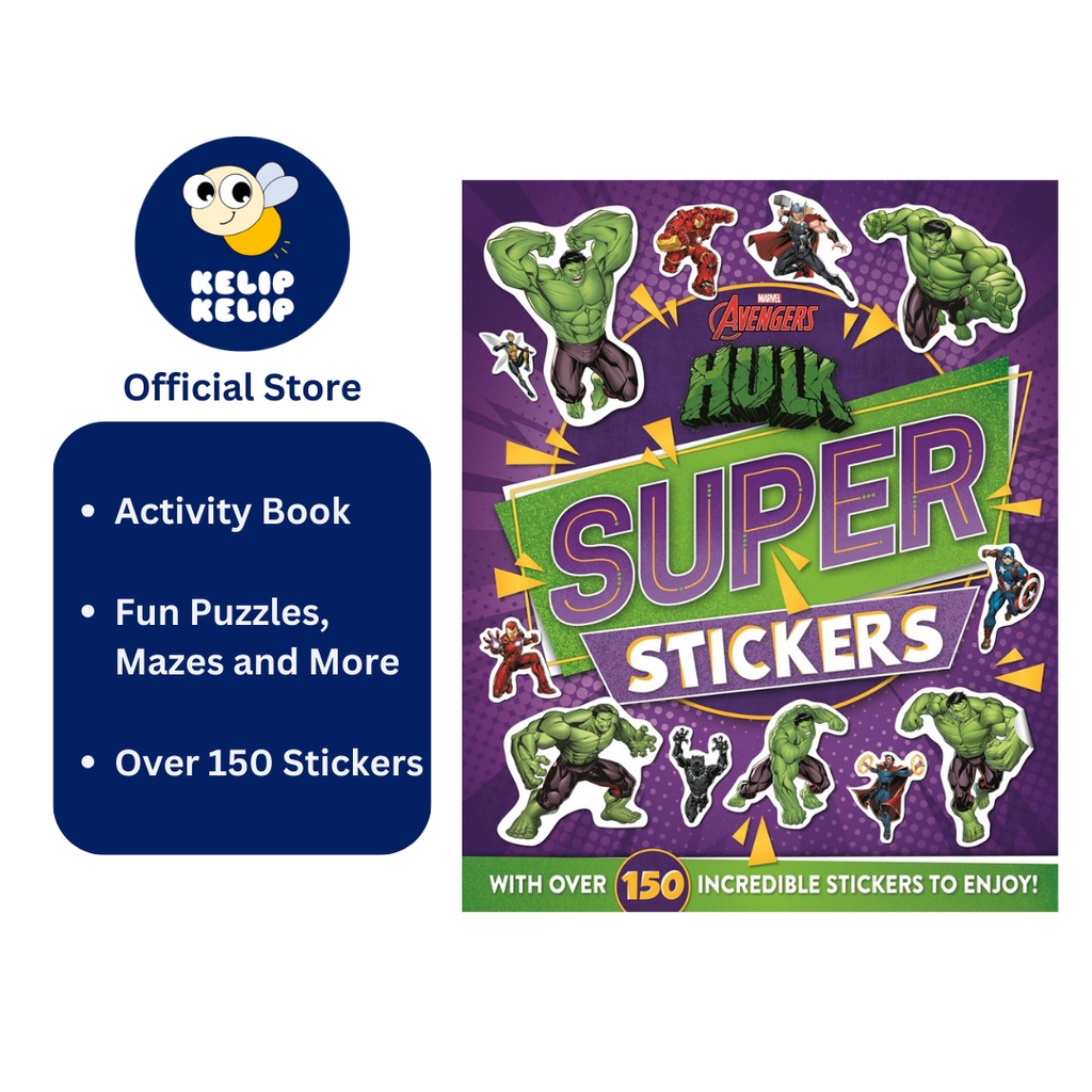 Marvel Hulk Super Stickers & Activity Book For Kids With Puzzles Mazes ...
