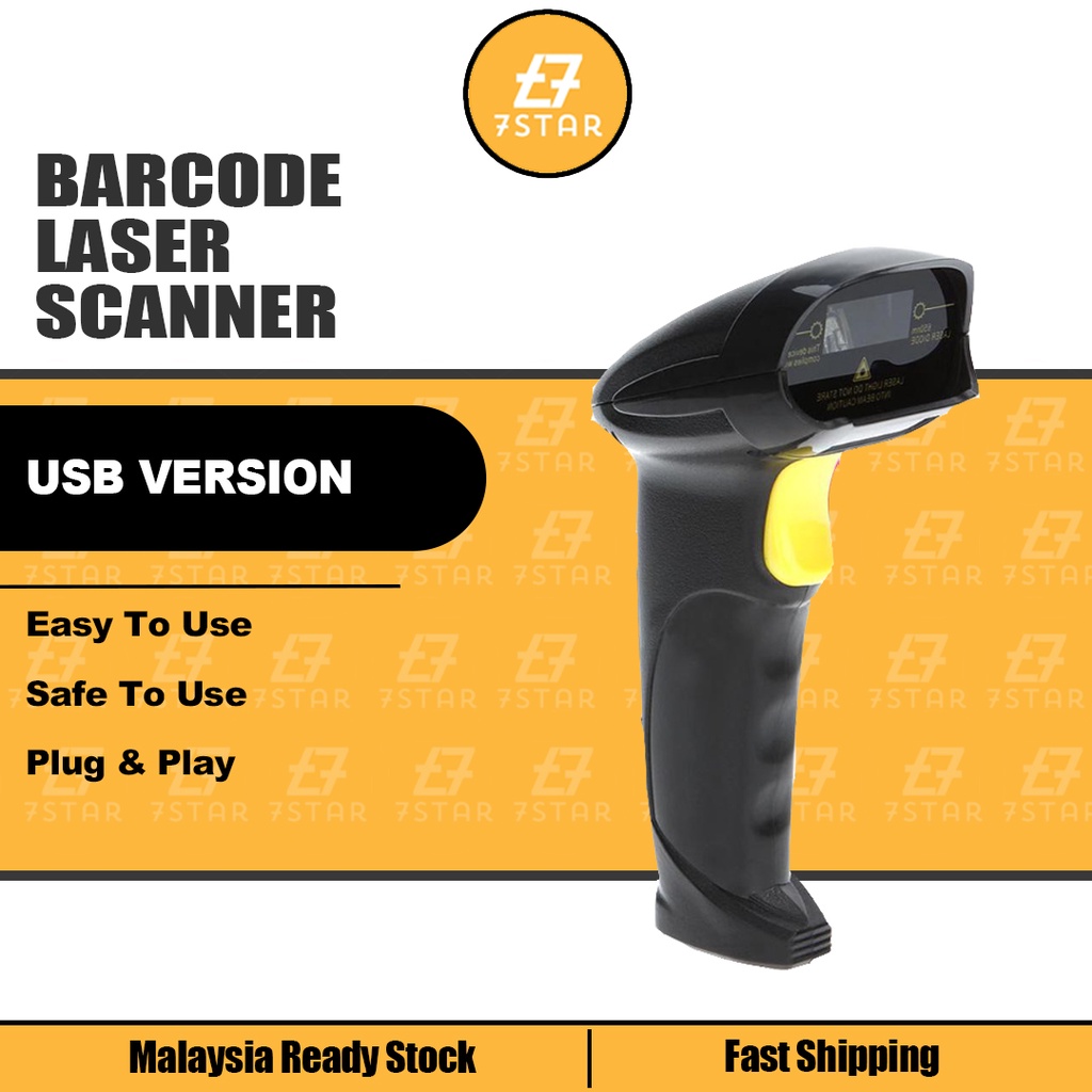7star Automatic USB Barcode Scanner Laser Scan Bar Code Reader Black ...
