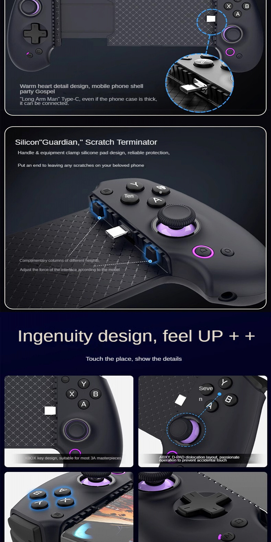 Abxylute S9 Stretch Game Controller Mobile Tablet Game Controller ...
