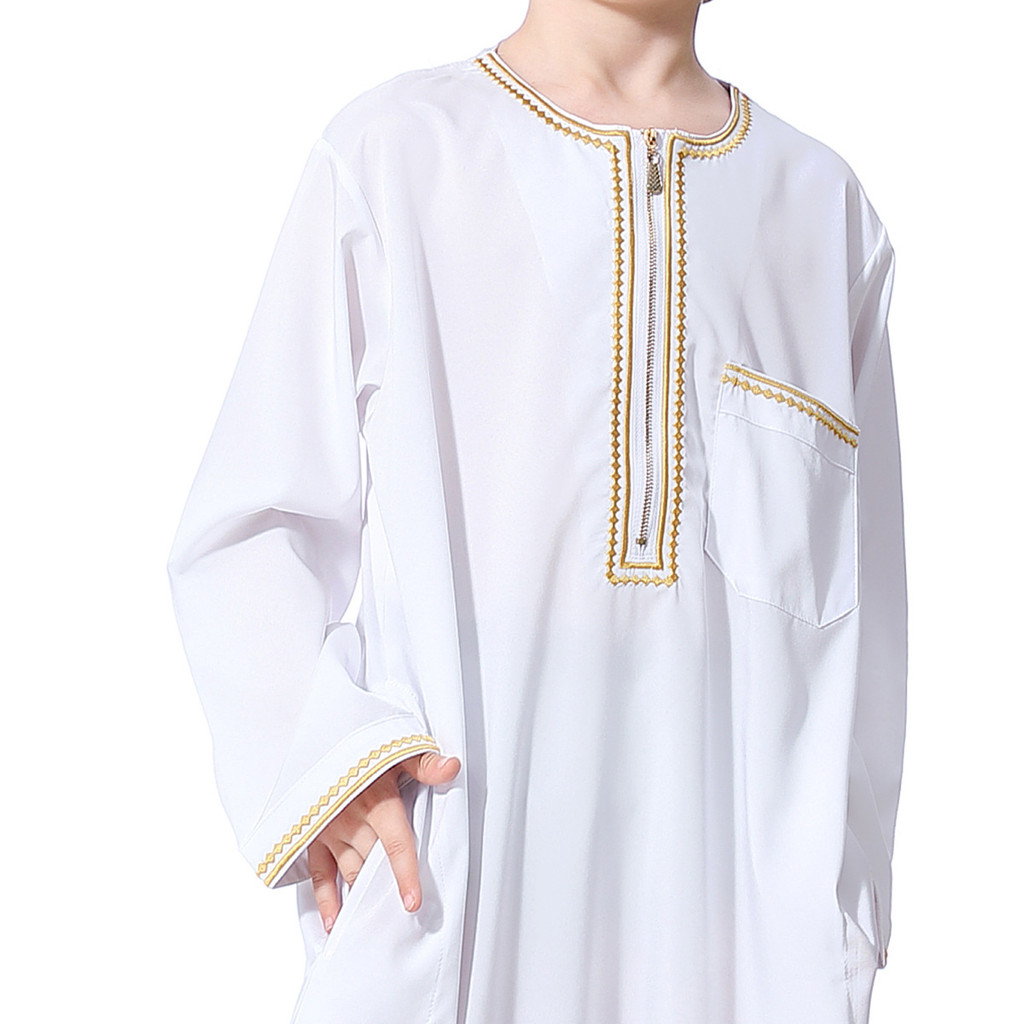 Raya Dubai Arab Muslim Kids Boys Clothes Abaya Caftan Robes Islamic ...