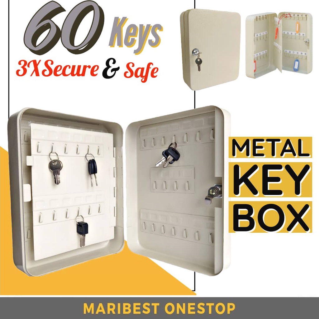 60Key Slots Metal Cabinet Key Holder Box Metal Key Box Wall Home ...