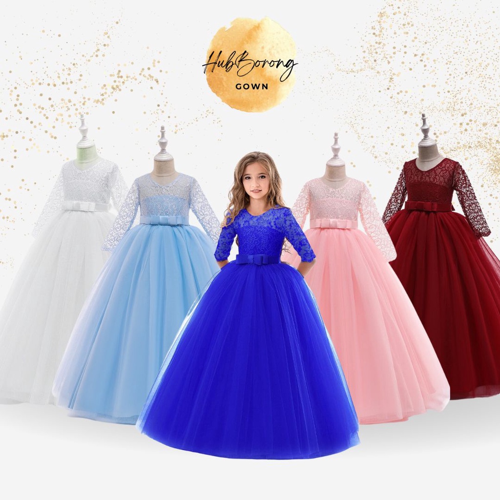 3-14 y Gaun Labuh Lenga Panjang Budak Kanak Kanak Perempuan | Shopee ...