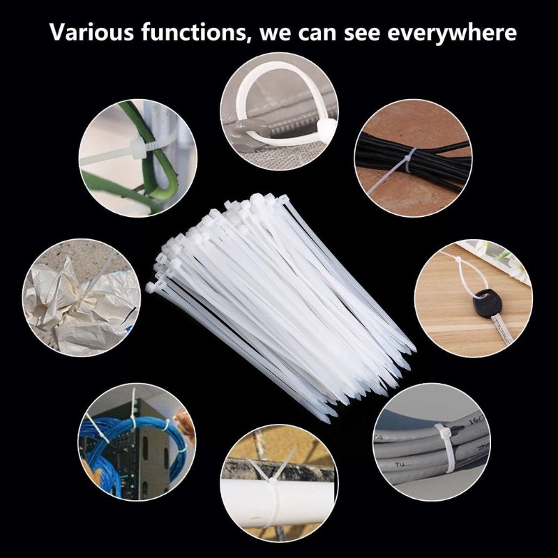 100pcs Hole Mount Nylon Cable Zip Ties / Self Locking Loop Wrap Bundle Tie Straps / Household ...