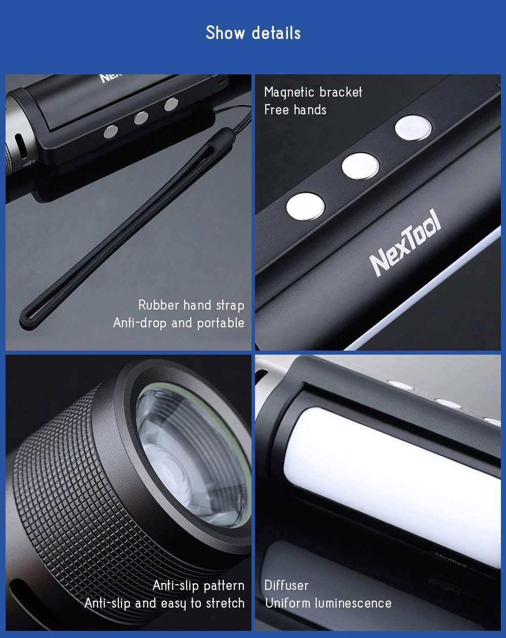 Nextool Mi 6in1 Torchlight Flashlight 1000lm IPX4 Alarm Magnet Camping ...