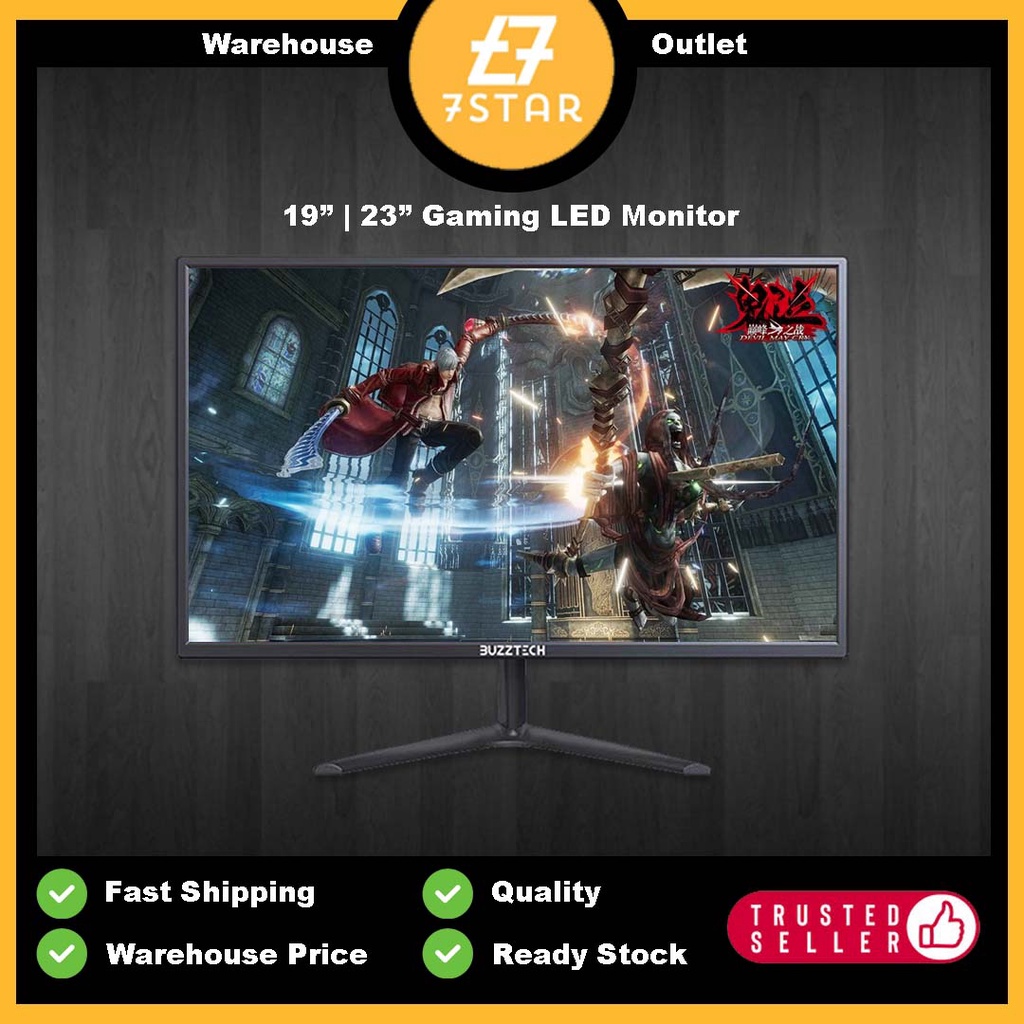 7star 19” 23” Full HD LED Gaming Computer PC Monitor Wide Angle Flat ...