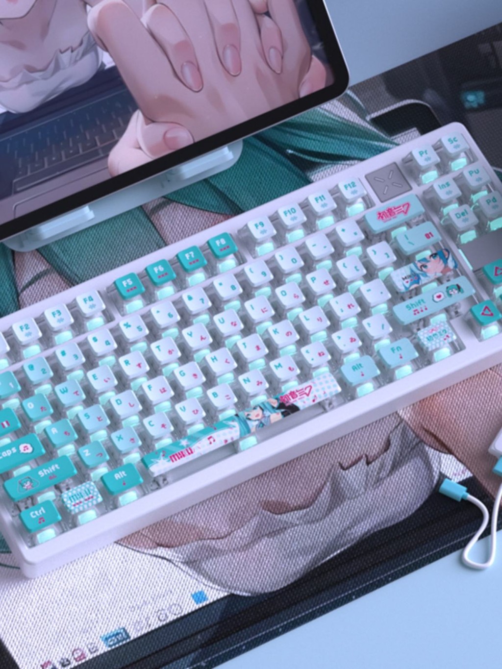 Secret Agent Hatsune Miku Four-sided Translucent Pudding Keycaps OEM ...