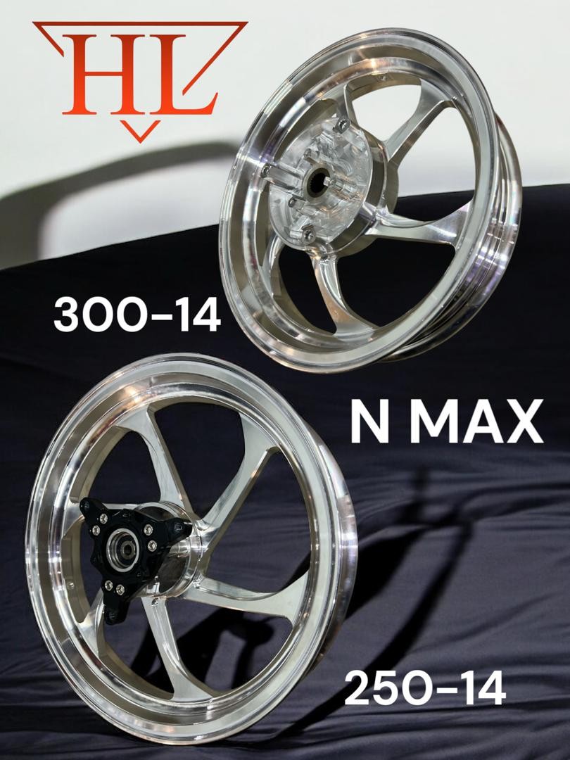 S6 NMAX V2 CNC SPORT RIM CHROME PNP ONLY SIZE 14 depan belakang ...