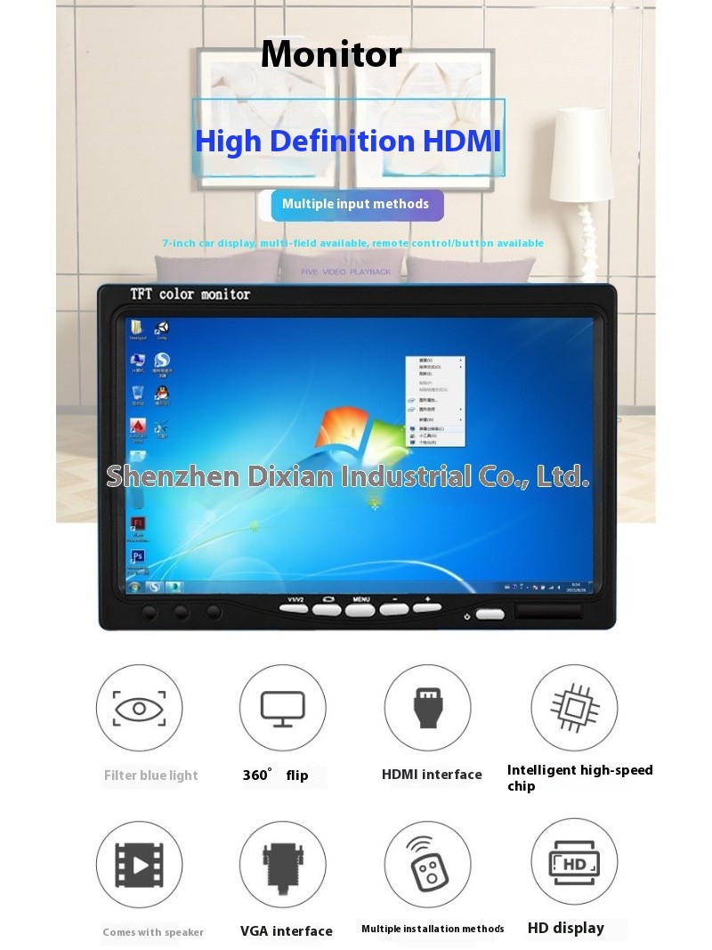 7 Inch LCD Screen Car Small TV New Monitor Monitor HD Screen | Shopee ...