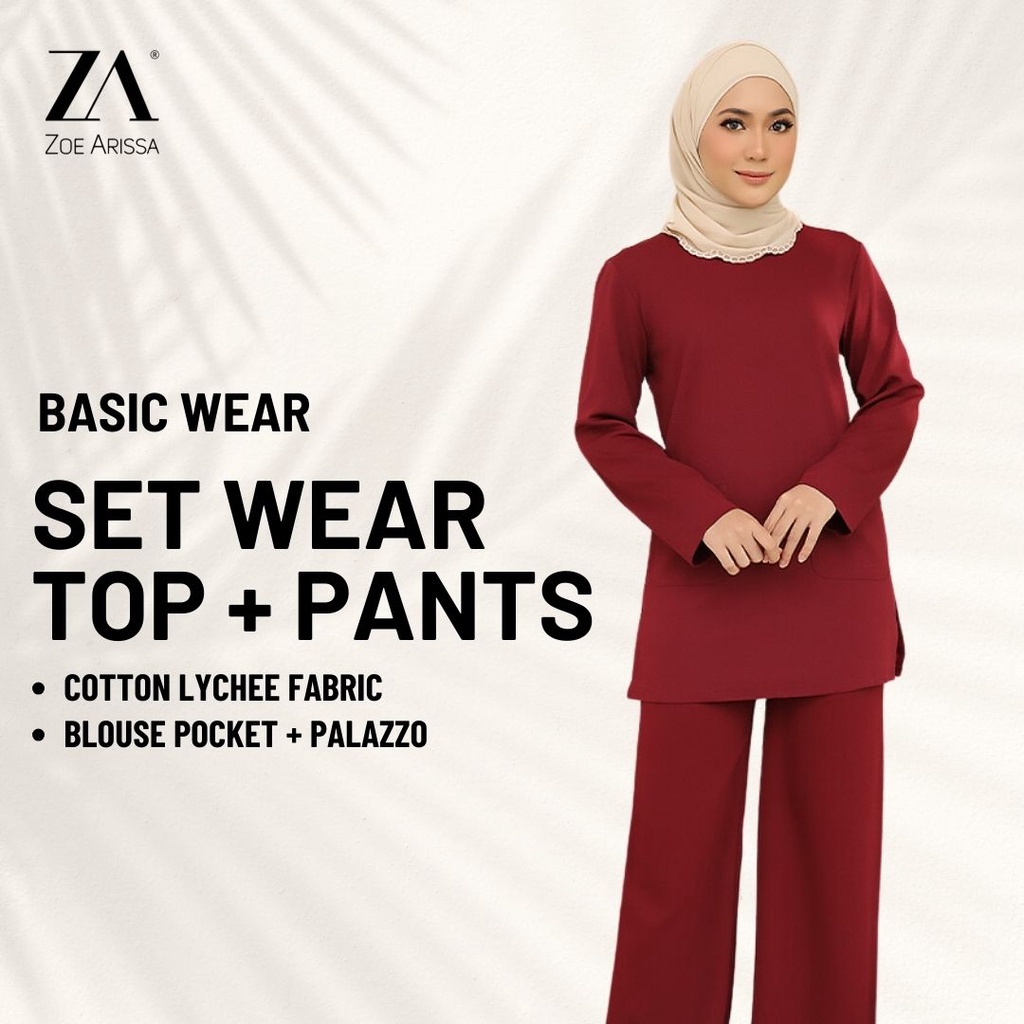 ZOE ARISSA SET MUSLIMAH SET BAJU SELUAR Suit Muslimah Set Labuh Palazzo ...