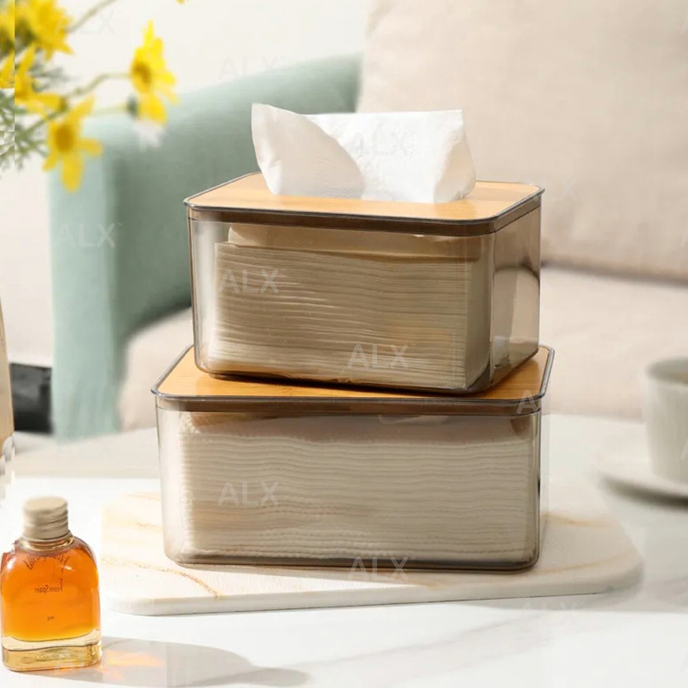 ALX Premier Tissue Storage Box Tissue Box wt 100% Bamboo Wood Lid ...