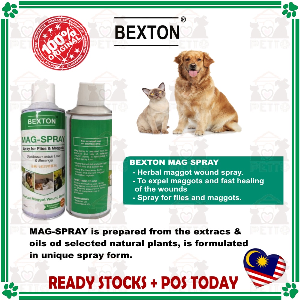 Bexton Mag Spray Maggots Wound Care Spray 400ml Wound Solution Maggots ...