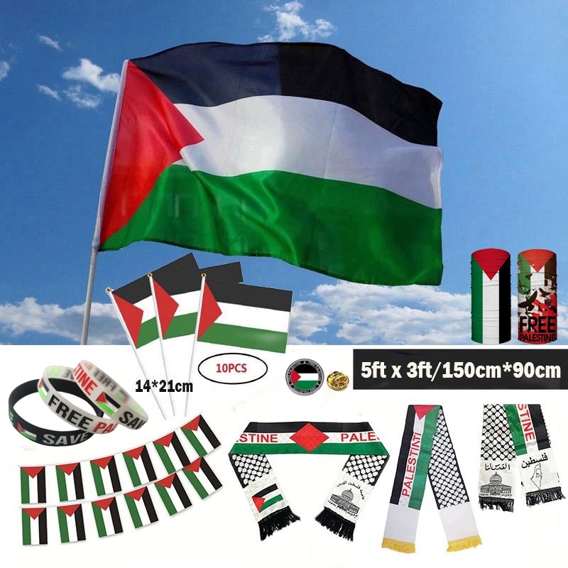 150x90cm Palestine Flag Vivid Color and Fade Proof Canvas Header and ...