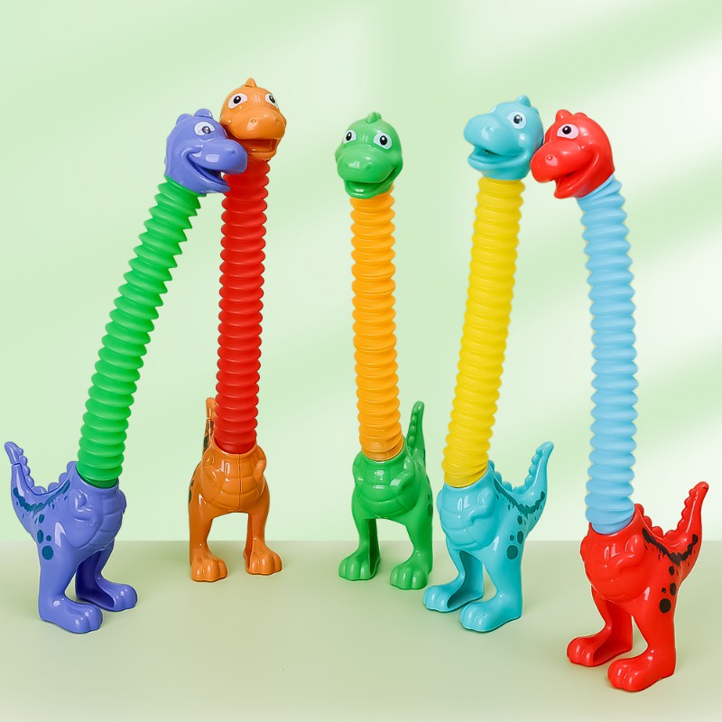 Kids Puzzle Stretch Colored Dinosaur Toy / Cartoon Dinosaur Telescopic ...