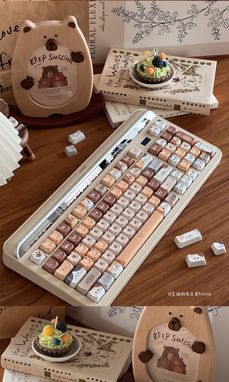 Cute Meow Keycaps Cat Head MAO Profile PBT Square Key Cap Thermal ...