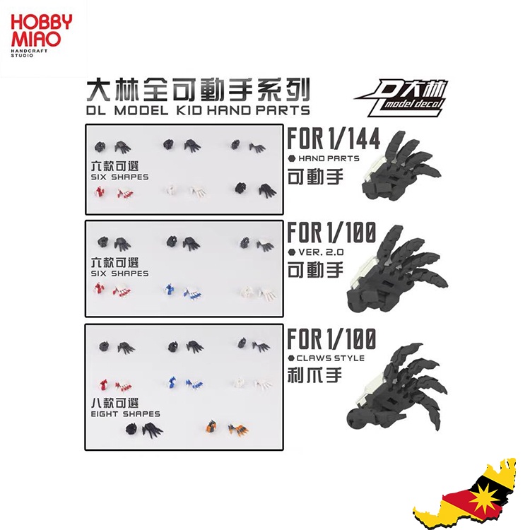 Dalin Model HG 1/144 Gundam Movable/Claw Hand HM101 | Shopee Malaysia