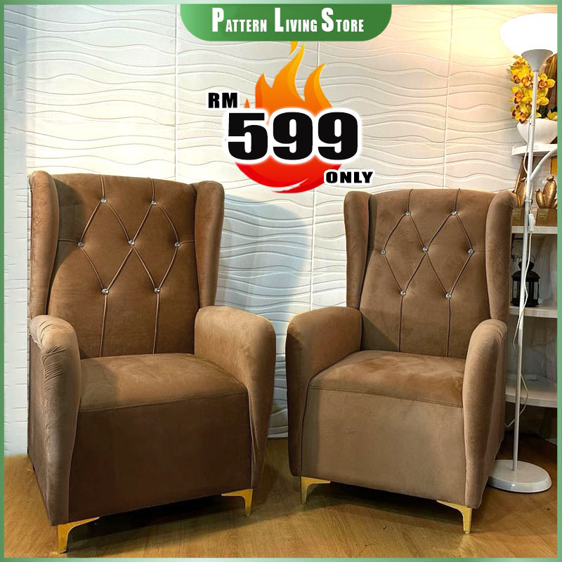 Chesterfield Wing Chair High Back Wing Arm Chair Lounge Sofa | Shopee ...