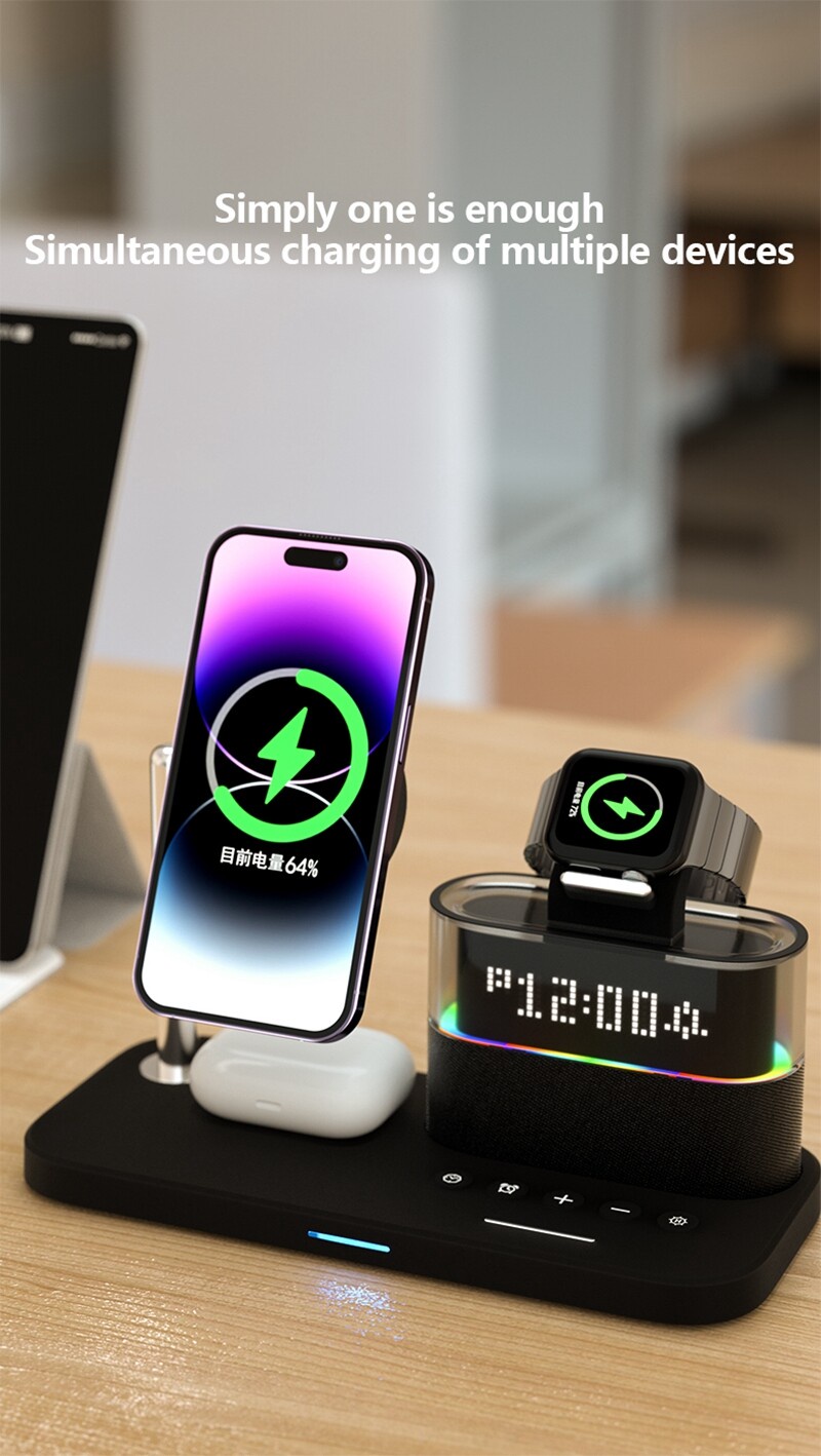 LED RGB Lamp 5 in 1 Magnetic Wireless Cell Phone Charger Chargeur ...